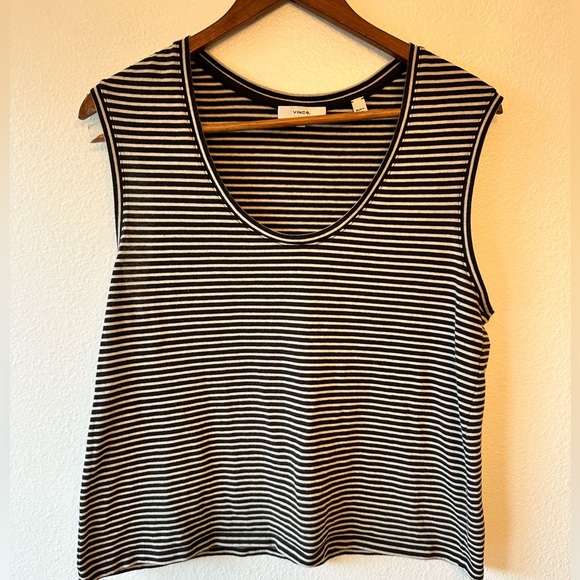 Vince | Tops | Vince Black And White Striped Tank Size Large | Poshmark